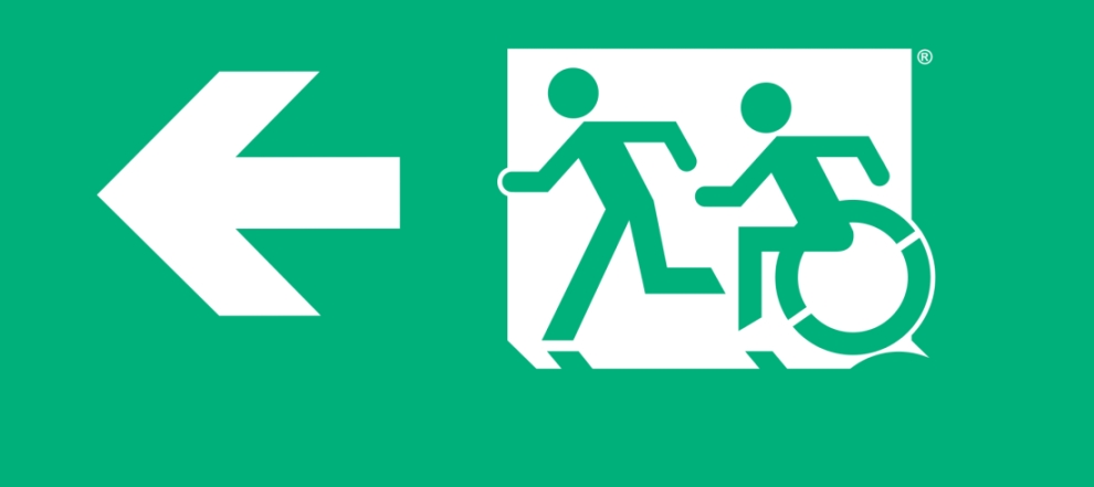 White on Green | Accessible Exit Sign Project