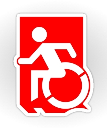 Accessible Exit Sign Project Wheelchair Wheelie Running Man Symbol ...