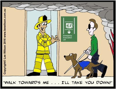 Evacuation and Emergency Management Cartoons | Accessible Exit Sign Project